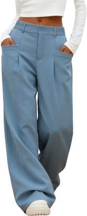 Generic Pantalon de costume pour femme - Pantalon large - D&eacute;contract&eacute; - Taille haute - Avec poches - &Eacute;l&eacute;gant - Pantalon extensible - Pour le bureau, les loisi