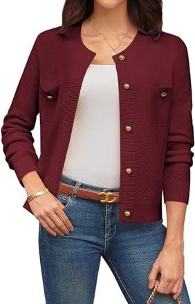 Grace Karin Cardigans pour Femme &agrave; Manches Longues avec Boutons en Tricot L&eacute;ger pour Bureau et Soir&eacute;e avec Poches, S