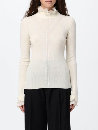 Liu Jo Slim Fit Wollpullover mit Stehkragen, R&uuml;schen und ausgestellten B&uuml;ndchen