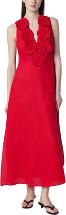 Farm Rio Farm Rio, Femme, Robes, Rouge, Taille: 38 FR Sleeveless Midi Dress