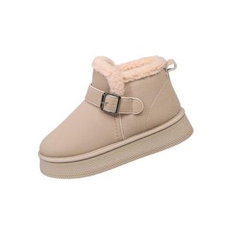 Generic Bottes dhiver chaudes et confortables &agrave; bout rond - Polyvalentes - Couleur unie - Doublure chaude - Boucle - Semelle &eacute;paisse - &Agrave; enfiler - Bottes dhiv