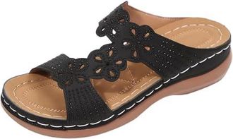 Generic Sandales compens&eacute;es confortables pour femme - Sandales d&eacute;t&eacute; &agrave; bout ouvert - Couleur unie - &Eacute;l&eacute;gantes - L&eacute;g&egrave;res et respirantes - Sandales orthop&eacute;diques