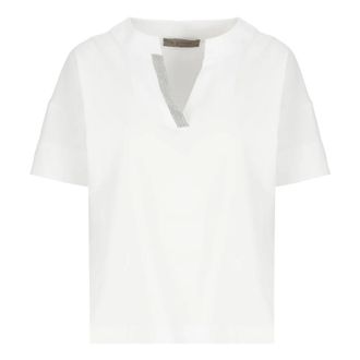 D.exterior Wei&szlig;es Baumwoll-Poloshirt mit V-Ausschnitt - - Blouses & Shirts - Damen - Wei&szlig; - L