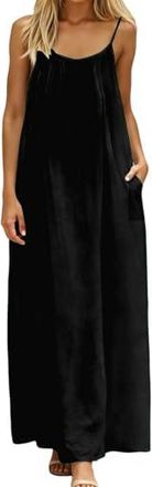 Generico Robe d&eacute;t&eacute; pour femme &eacute;l&eacute;gante, confortable et respirante - Robe maxi - Vacances &agrave; la plage - En un seul &eacute;tat - Couleur unie - L&eacute;g&egrave;ret&eacute; - Robe de plage