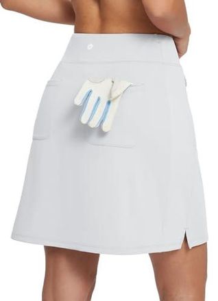Baleaf Jupe Short Femme 2 en 1 Jupe de Tennis Femme Sport Longueur Genoux Haute Taille avec Culotte Intérieur pour Golf Yoga Gym Randonnée Badminton-Blanc-XX