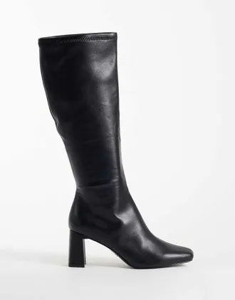 Steve Madden Holly bottes montantes &agrave; talon carr&eacute; en cuir noir