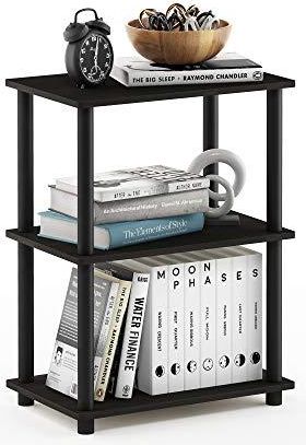 Furinno Ablagefach mit 3 Ebenen, holz, Espresso/Schwarz, 27 x 27 x 63.6 cm