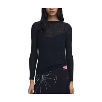 Desigual Schwarzes Damenkleid mit Herzw&auml;rmern - - Knitwear - Damen - Schwarzk - XS