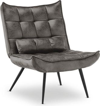 MCombo M Mcombo moderner Sessel Relaxsessel 4779GY-1, mit Taillenkissen, Retro Vintage Lesesessel,Loungesessel Stuhl Polstersessel,ohne Hocker,Mikrofaser