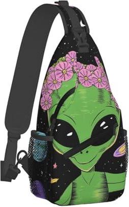 Generic Casual Sacoche Homme Bandouliere Art extraterrestre psych&eacute;d&eacute;lique Sling Sac &agrave; Bandouli&egrave;re R&eacute;glable Crossbody Bag pour Camping &eacute;cole Cyclisme