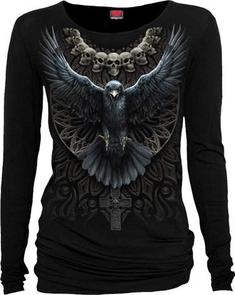 Spiral Raven Skull - Baggy Top Schwarz - XXL