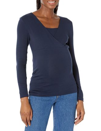 Amazon Essentials Damen Mutterschafts-Stilltop mit V-Ausschnitt, Marineblau, XXL