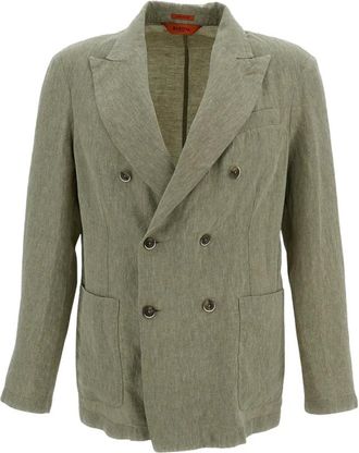 Barena Homme, Vestes, Beige, Taille: M Double-Breasted Linen Jacket