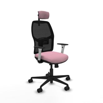 Piqueras y Crespo Alfera Schreibtischstuhl mit Rollen in Rosa und Schwarz, mit wei&szlig;en und schwarzen Armlehnen, h&ouml;henverstellbare Lendenwirbelst&uuml;tze und h&ouml;henverstellbar