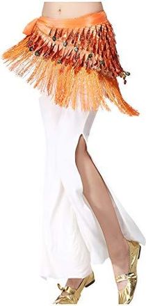 Generic Ceinture Elastique - Ceinture de Danse Femmes avec Perles et Paillettes pour Costume Tassels &Eacute;charpe Hanche Ventre