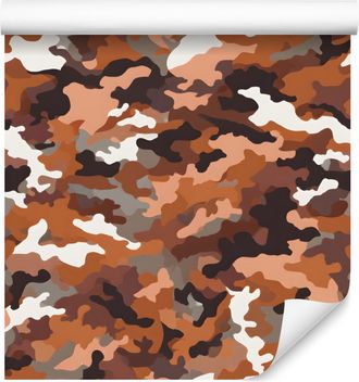 OEM Carta Da Parati Mimetica Militare Arancione E Bordeaux Per Soggiorno E Camera Da Letto 50x1000