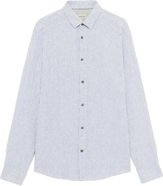 Gianni Lupo Homme, Chemises, Bleu, Taille: S Camicia Misto Lino riga stretta