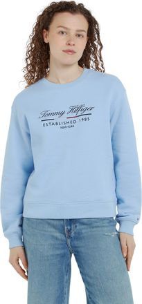 Tommy Hilfiger Damen Sweatshirt mit Rundhalsausschnitt, Blau (Vessel Blue), XS