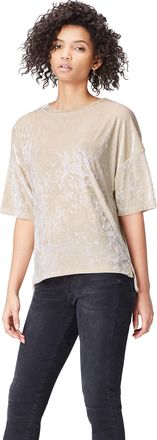 Find. Damen Regular Fit T-Shirt Crushed Velour ER2356, Einfarbig, Gr. Medium, Beige (Almond)
