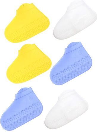 Frcolor 3 Paar Silikon &Uuml;berschuhe rutschfest S Gr&ouml;&szlig;e f&uuml;r Kurze Stiefel mit Elastischem Bund und Verst&auml;rkter Sohle Regenschutzschuhe f&uuml;r Damen Herren