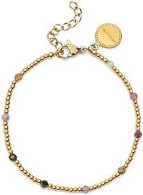 Singularu Bracelet Tourmaline Dream. Acier avec Plaquage Or 18 Kt et Pierres Naturelles. Bijoux pour Femme