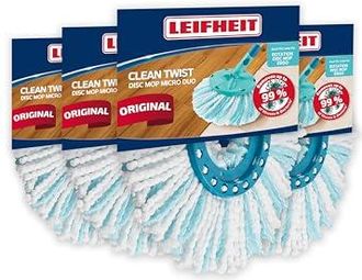 Leifheit Ersatzkopf CLEAN Twist Disc Mop Ergo Micro Duo 4er Set, Wischbezug, Ersatzbezug, 4er Set, f&uuml;r Bodenwischer CLEAN Twist Disc Mop Ergo