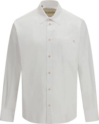 Valentino Leichtes Oxford-Hemd aus Baumwolle mit VGold - - Shirts - Herren - Wei&szlig; - M