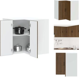 vidaXL K&uuml;chen-Eckh&auml;ngeschrank Porto Braun Eichen-Optik Holzwerkstoff - K&uuml;chen-Eckh&auml;ngeschrank - K&uuml;chen-Eckh&auml;ngeschr&auml;nke - Eckh&auml;ngeschrank F&uuml;r K&uuml;che - K&uuml;che