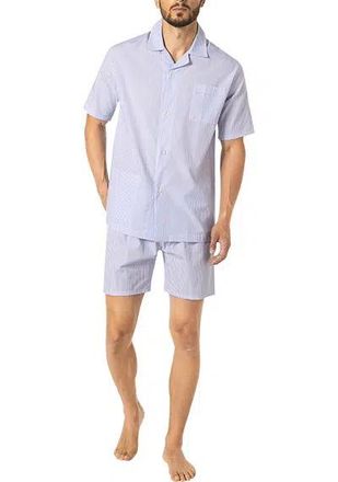 Novila Herren Pyjama blau Stoff gestreift