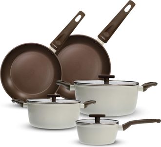 Tognana Sintonia, 8-teiliges Set aus T&ouml;pfen und Pfannen, Aluminium, grau