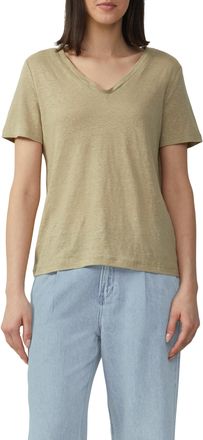 s.Oliver Leichtes T-Shirt aus Leinen mit V-Ausschnitt