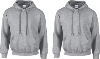 Gildan Herren Kapuzenpullover Adult 50/50. Hooded Sweat/18500, Einfarbig (XXL, 2er Sportgrey + 1x HL Kauf Notizblock)
