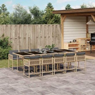 vidaXL Vidaxl - Ensemble &agrave; manger de jardin et coussins 11 pcs m&eacute;lange beige