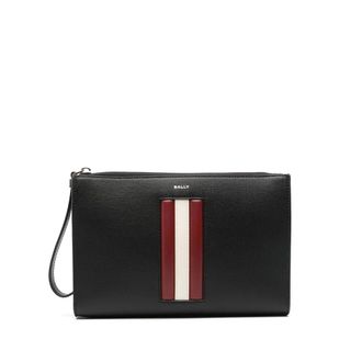 Bally Homme, Sacs, Noir, Taille: ONE Size Sac en Cuir avec Bracelet &agrave; Rayures