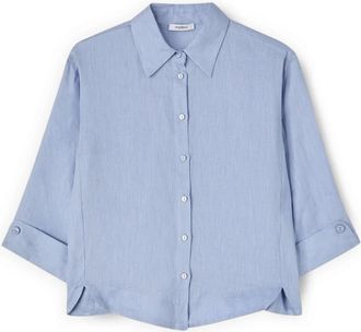 Motivi Femme, Blouses et Chemises, Bleu, Taille: 38 FR Chemise ample en lin