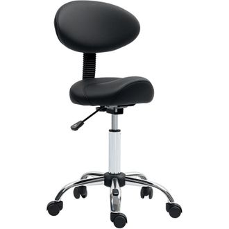 HOMCOM Tabouret de massage ergonomique dossier enveloppant - hauteur réglable, pivotant - piètement acier synthétique noir