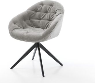 DELIFE Drehstuhl Gaio-Flex Strukturstoff Soft Grau Kreuzgestell breit Schwarz 360° drehbar Wippfunktion, Esszimmerstühle