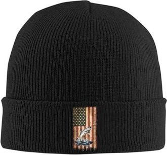 Generic Bonnet en Tricot P&ecirc;che &Agrave; La Truite avec Drapeau Am&eacute;ricain Respirant Chapeau Tricot&eacute; Mode Bonnet Hiver pour Shopping D&eacute;contract&eacute;e Ski