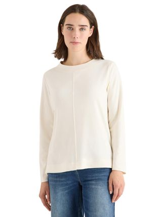 Cecil Damen 3228672 Funnelneck Shirt in Unifarbe, Creamy White, XL
