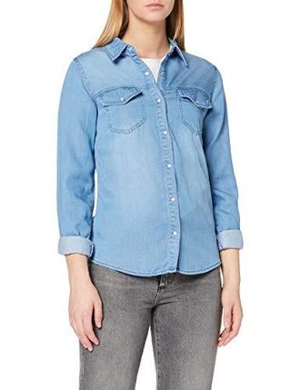 Vila Clothes Vibista Denim Shirt-Noos, Chemise Femme, Bleu (Medium Blue Wash: Clean), 42 (Taille Fabricant: X-Large)