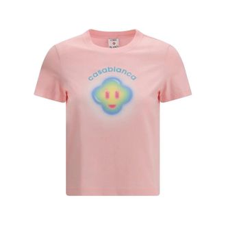 Casablanca Airbrush Smiley Fitted Kurzarm-T-Shirt - - Tops - Damen - Rosa - L