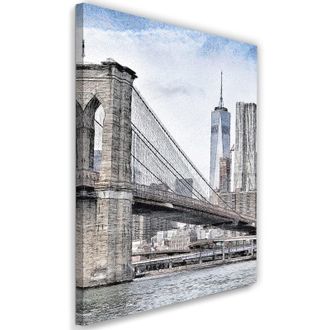 Feeby Vlies Leinwandbild Big Apple USA NYC New York 20x30 cm Wand Bild Kunstdruck Deko Wohnzimmer Wohnungs Deko World Trade Center One Amerika Manhattan Bro