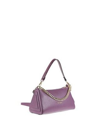 Pierre Cardin Sac à bandoulière pour femme en cuir véritable Made in Italy 26 x 13,5 x 11,5 cm 1985, aubergine, Taille unique