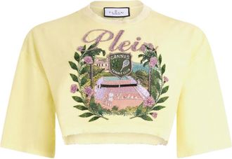 Philipp Plein Femme, Tops, Jaune, Taille: 38 FR T-Shirt Court Cannes Tennis Club