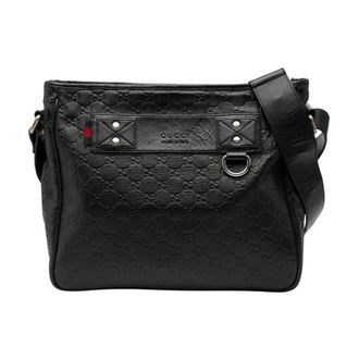 Gucci Pre-owned Embossed Leather Messenger Bag - - Pre-owned - Damen - Schwarzk - ONE SIZE