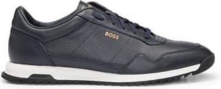 BOSS Hommes Zayn Lowp Baskets &agrave; Lacets en Cuir foulonn&eacute; avec Finitions Unies