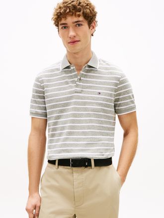 Tommy Hilfiger Poloshirt TOMMY HILFIGER LINEN PIQUE REGULAR, Herren, Gr. XXL, schwarz artichoke, wei&szlig;, Jersey, Obermaterial: 75% Baumwolle, 25% Leinen, regular fit, 