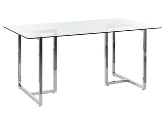 Beliani Rechteckiger Esstisch transparent/Silber Sicherheitsglas 160 x 90 cm Envia