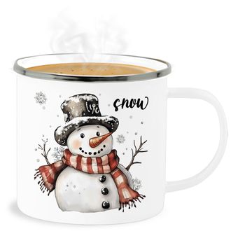 Shirtracer Emaille Becher Blechbecher - Weihnachtstasse Tasse - Geschenk Weihnachten Schneemann Motiv Weihnachtsgeschenke Schneemann Geschenk Winter Geschenkidee