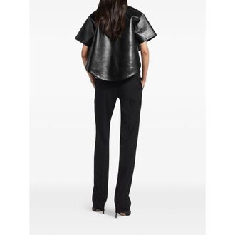 Balenciaga Womens Straight Leg Wool Trousers Black